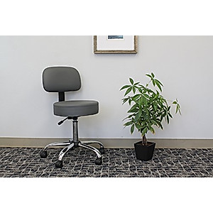 Boss Office Products Be Well Medical Spa Professional Adjustable Drafting Stool with Back, Grey