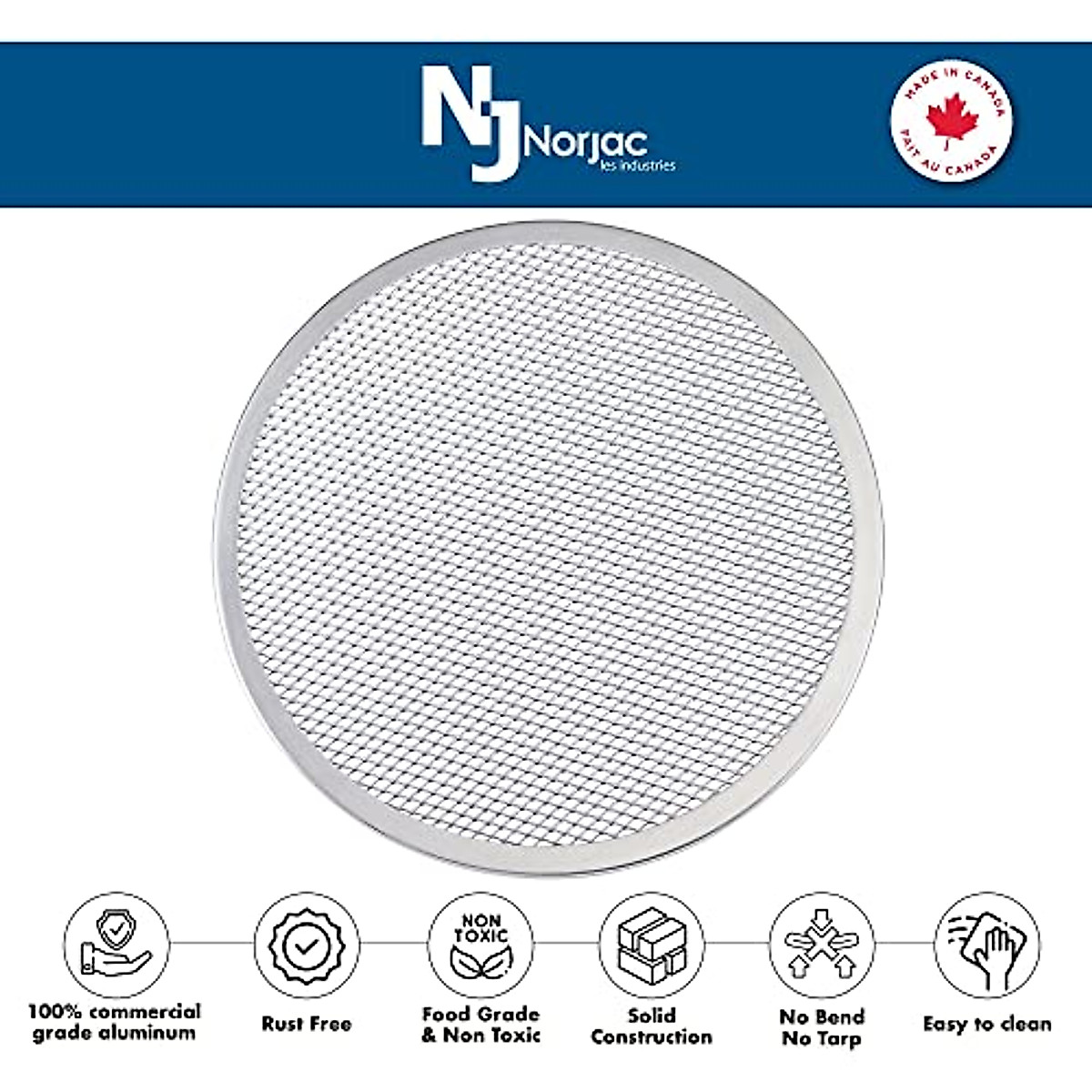 Norjac Pizza Baking Screen, 14 Inch, 2 Pack, Seamless, Restaurant-Grade Aluminum.
