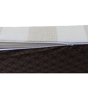 Jininworl Custom Size Seat Cushions, Non-Slip Bay Window Seat Cushions,Outdoor/Indoor Plaid Fabric Bench Pad Chair Pads for Patio Porch Swing Garden Kitchen (Beige and White, 60" x 15" x 2")