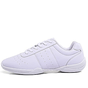 YSMIIH Women White Cheer Shoes Cheerleading Walking Girls Tennis Soft Dance Sneakers(White,8