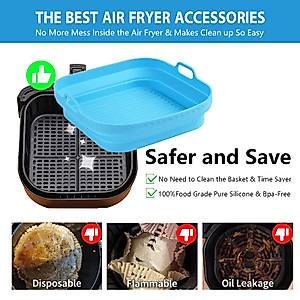 2-Pack Silicone Air Fryer Liners, Thicken Fold Air Fryer Silicone Pot, 8.5inch Reusable BPA Free Air Fryer Silicone Basket for 6-8 QT Air Fryer Baking Tray Oven Accessories