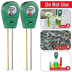 Soil Tester 3 in 1 Moisture/Fertility/pH Tester Garden Planting Kit, Soil pH Sensor Meter for Plant Care, Water Hydrometer Humidity Tester for Indoor Outdoor Lawn Patio Farm Use, No Battery Required