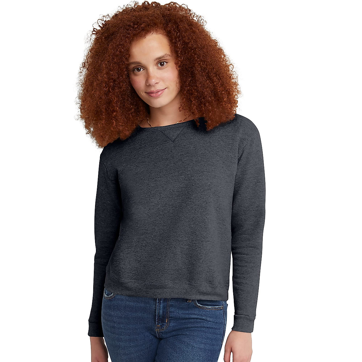 Hanes Women's EcoSmart Crewneck Sweatshirt, Slate Heather, X-Large