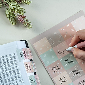 DiverseBee Laminated Bible Tabs (Large Print, Easy to Apply), Bible Tabs Old and New Testament, Bible Study Journaling Supplies, Bible Accessories, Bible Index Tabs, 72 Bible Book Tabs (Petal) Medium