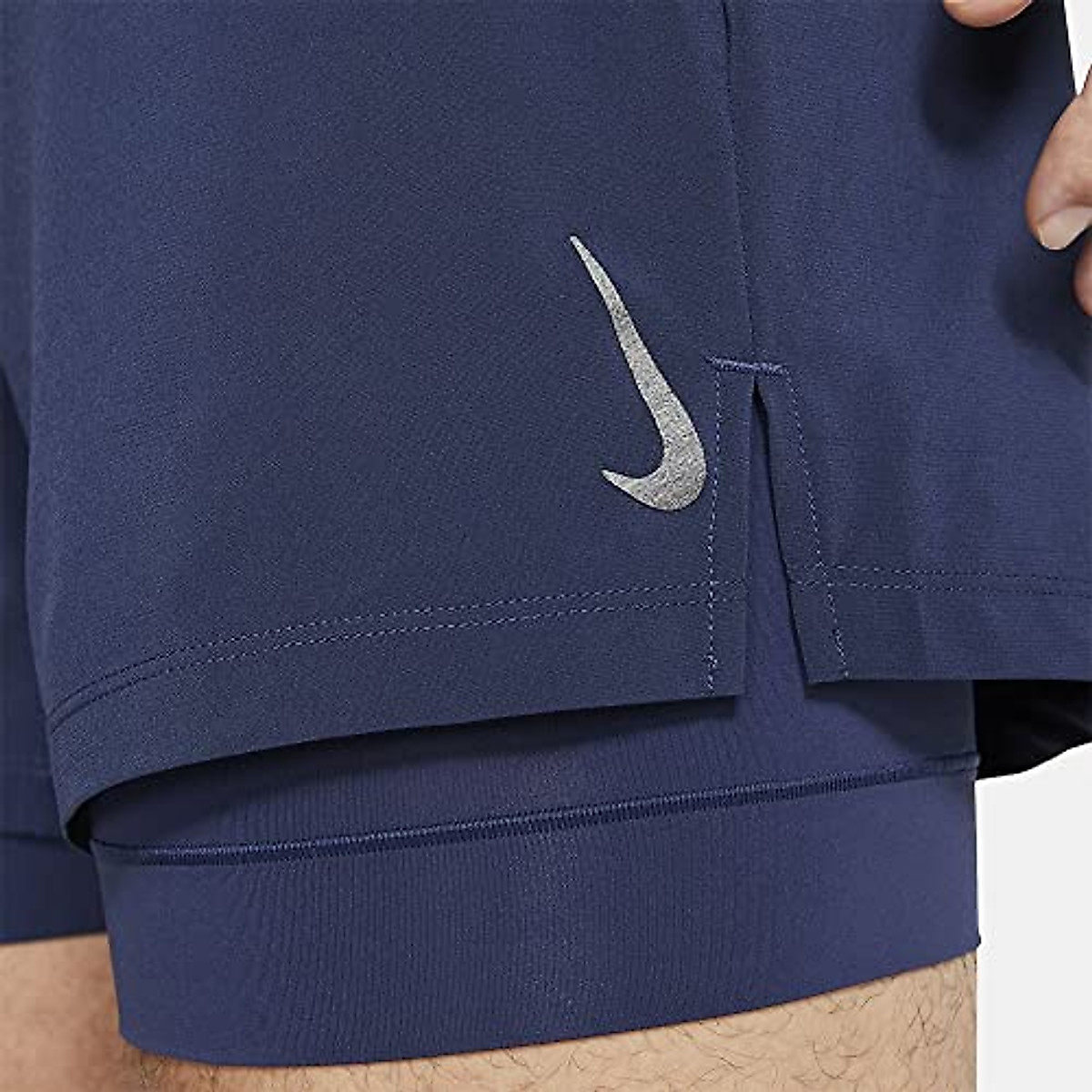 Nike Men’s Dry-FIT 2-in-1 Pocket Yoga Shorts, XL Navy Blue