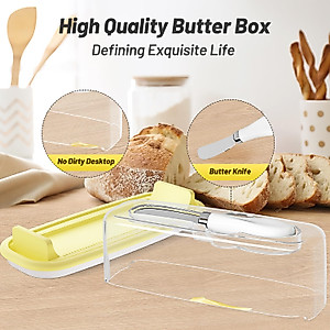 AJIJING Butter Dish, Butter Dish with Lid for Countertop, Easy Scoop, BPA Free, Butter Container with Knife Spreader, Butter Holder with TBSP Marks, Easy to Clean Butter Keeper for Refrigerator