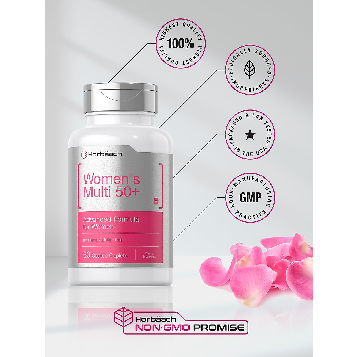 Horbäach Women's Multivitamin 50 Plus | 60 Coated Caplets | Advanced Vitamin Formula | Non-GMO & Gluten Free Supplement