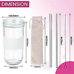 MAKBEN 2 Pack Reusable Boba Cup Bubble Tea Cup, 24 oz Boba Cups and Lids and Straw, Iced Coffee Cups Silicone Sleeves, Leakproof Travel Smoothie Cup for Large Boba Pearl (White)