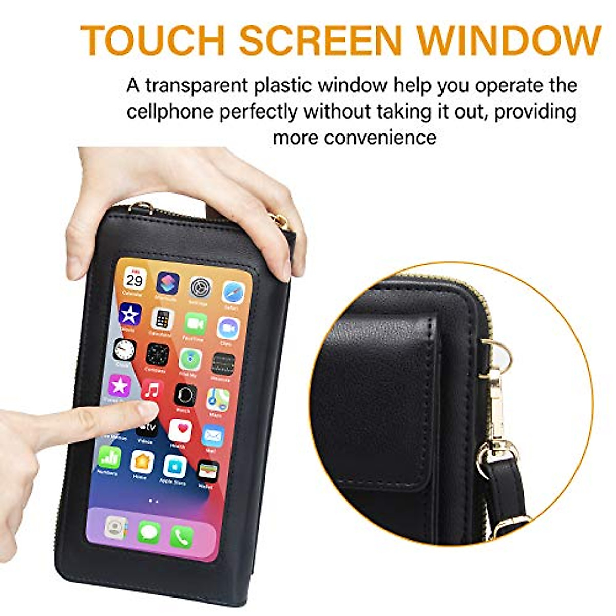 Women Touch Screen Purse Small Crossbody Phone Bag RFID Protection Wristlet Cell Phone Wallet (Wristlet Strap NOT Include)