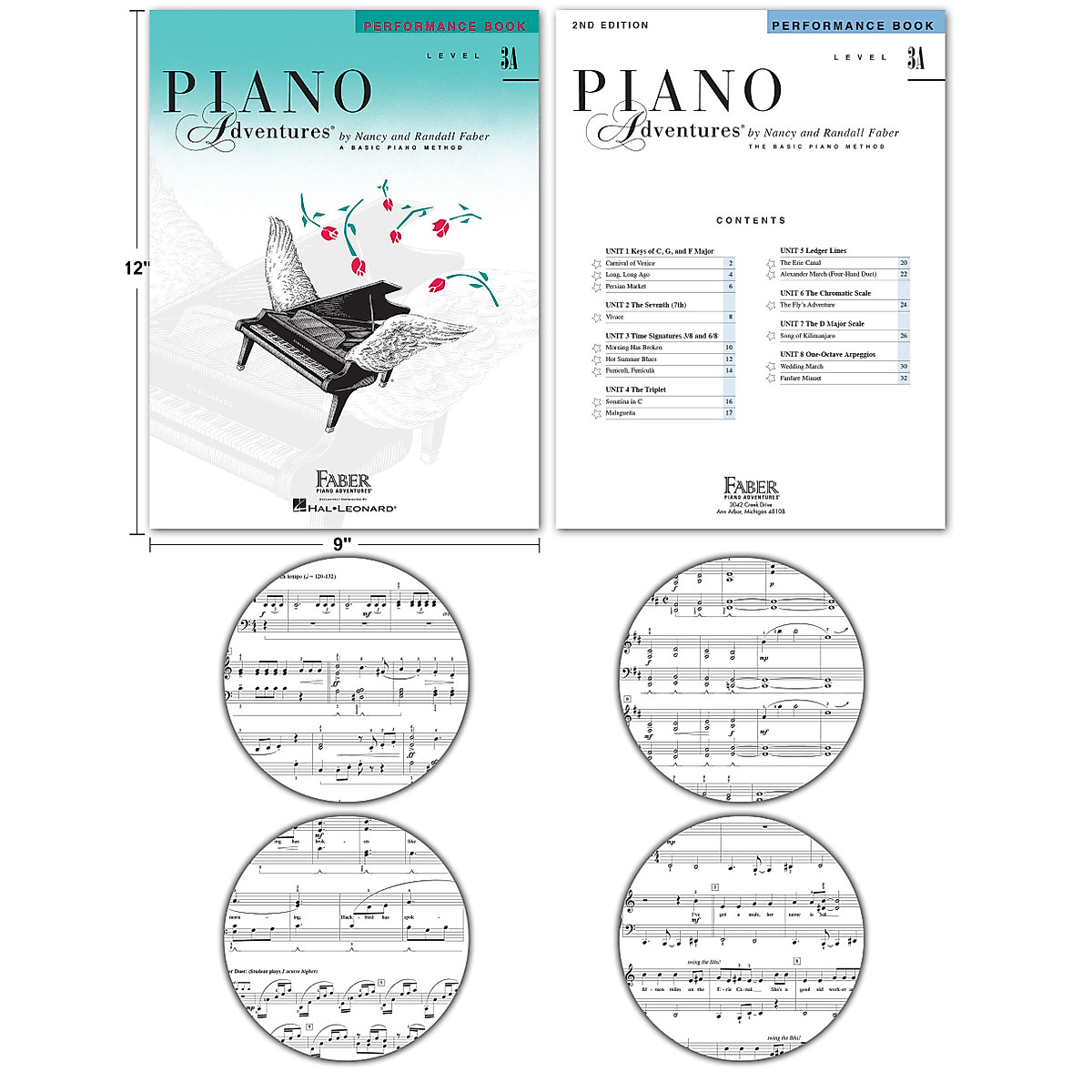 Piano Adventures Level 3A Learning Library Set By Nancy Faber - Lesson, Theory, Performance, Technique & Artistry Books & Juliet Music Piano Keys 88/61/54/49 Full Set Removable Sticker