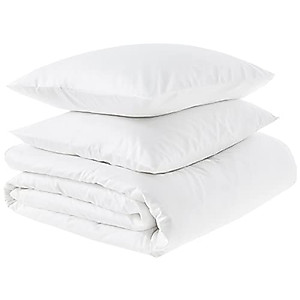 Amazon Aware 100% Organic Cotton 300 Thread Count Duvet Cover Set - White, Full/Queen