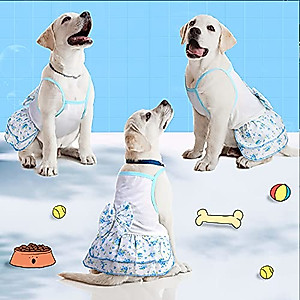 2 Pieces Puppy Dress Cute Tutu Princess Pet Dress Floral Design Puppy Dresses with Bowtie for Girl Small Dogs (XS)