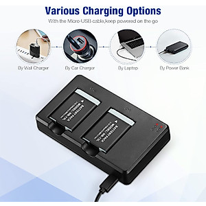 Powerextra 2-Pack NB-13L Battery and Rapid Dual USB Charger for Canon PowerShot G7 X Mark ii, G1 X Mark iii, G5 X, G7 X, G9 X, G9 X Mark ii, SX620 HS, SX720 HS, SX730 HS, SX740 HS Cameras