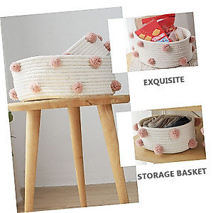 ABOOFAN Storage Basket Boho Basket Storage Shelf Clothes Container Shelf Storage Rack Woven Laundry Baskets Sundry Cosmetic Storage Holder Shelf Basket Pink To Weave Cotton