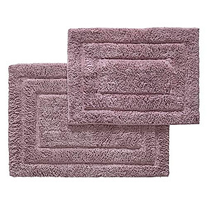 The Luxury Towel Company Cotton Bathroom Rugs Set, 2 pc (20"x30" and 17"x24") - Soft Plush 2800 GSM, Super Thick and Absorbent - Matches Our 804 GSM and 703 GSM Bathroom Towels Set (Mauve)