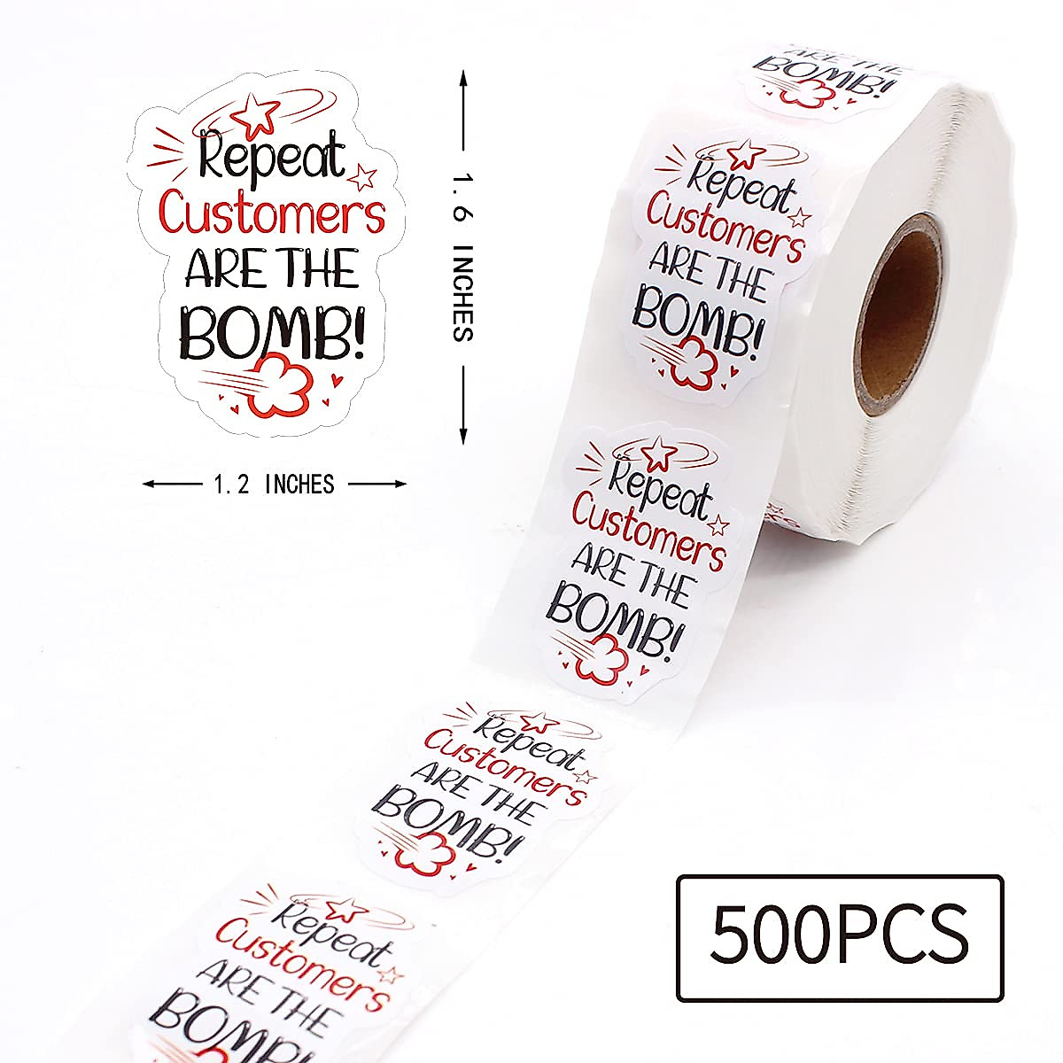 Littlefa 1.5” Repeat Customers are The Bomb with Funny Design Stickers,Thank You Stickers,Small Business Stickers, Envelopes Stickers, Gift Bags Packaging 500 PCS