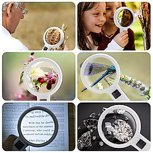 Magnifying Glass with Light, 30x Handheld Large Magnifying Glass, LED Illuminated Magnifier, Double Layer optial Glass Lens for Macular Degeneration, Seniors Reading Children Nature Exploring
