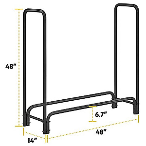 TMEE 4ft Firewood Rack Outdoor Heavy Duty Log Rack Firewood Storage Rack Holder Steel Tubular Easy Assemble Fire Wood Rack for Patio Kindling Logs Storage Steel Tubular Wood Pile Rack Tool Black (4ft)