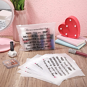 Reginary 50 Pcs Inspirational Gifts Bulk for Women Cosmetic Bag EVA You Are Braver Awesome Makeup Bag Mini Toiletry Packet with Zipper Encouragement Birthday Graduation Gift(You Are Braver)
