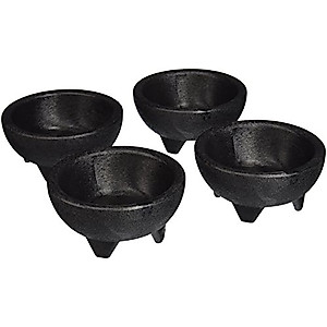 Winco Molcajete Salsa Bowls, 10-Ounce, Black, Medium