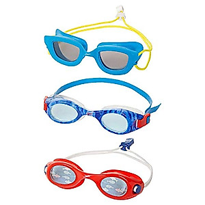 Speedo Kids Swim Goggles Triple Goggle Pack ~ Fun Prints (Blue, Blue Stripes, Lime Green)