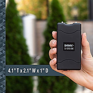 SABRE 2-in-1 Stun Gun with LED Flashlight, Self Defense Stun Gun with Painful 1.160 µC Charge, 120 Lumens, Rechargeable Battery, Easy to Use Safety Switch, Belt Holster for Quick Access