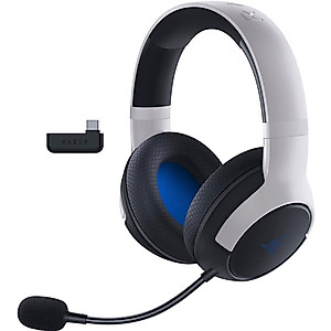Razer Kaira Dual Wireless Gaming Headset for PlayStation 5 / PS5, PC, Mobile, PS4: Triforce 50mm Drivers - HyperClear Cardioid Mic - 2.4GHz and Bluetooth w/SmartSwitch - EQ Toggle - White/Black
