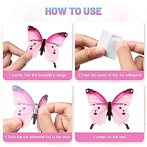 120 Pieces Butterfly Wall Decals Glow in The Dark 3D Butterfly Stickers for Ceiling Wall Decor Adhesive DIY Butterflies Wall Decoration for Kid Bedroom Nursery Living Room Home Garden