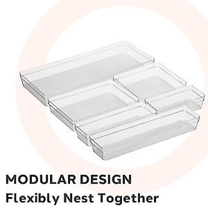 Oggi Clear Drawer Organizer - 3" X 9" - Ideal for Organizing Kitchen Drawers, Office, Desk, Silverware, Kitchen Utensils, Cosmetics and Bathrooms