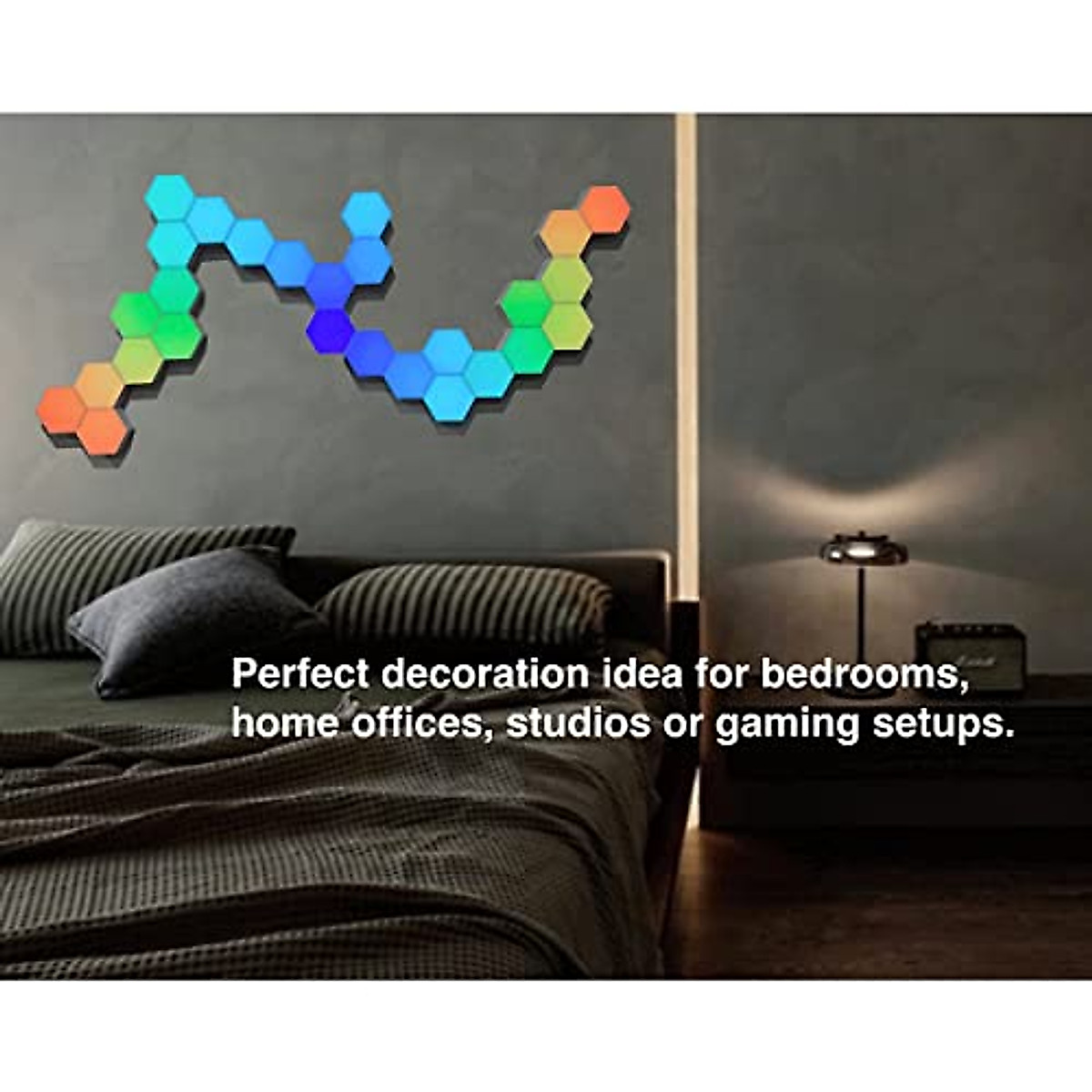 LED Hexagon Lights, RGB Hexagon lights for wall, Smart, Modular, Music Sync, App Controlled LED Lights, for Gaming Room Decor, Gaming Lights, Panel LED, Festival Holiday Gifts, Gamer gifts, 10 Pcs