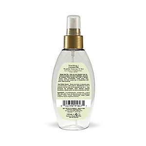 OGX Nourishing + Coconut Oil Weightless Hydrating Oil Hair Mist, Lightweight Leave-In Hair Treatment with Coconut Oil & Bamboo Extract, Paraben & Sulfate Surfactant-Free, 4 fl oz