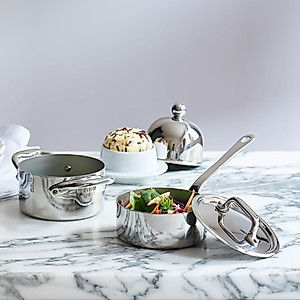 Mauviel M'Minis 1mm Stainless Steel Mini Splayed Saute Pan With Pouring Edge, And Cast Stainless Steel Handle, 0.15-Qt, Made in France