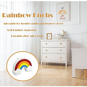 Stargallery 6 Pieces Cute Cartoon Shape Knobs for Furniture Soft Rubber Knobs for Cabinet Drawer Dresser Closets Organizer Desk Box Bookcase (Red, Rainbow)