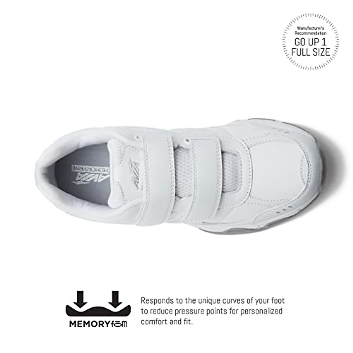 Avia Avi-Union II Strap Non Slip Shoes for Women – Comfort Safety Shoes for Work, Nursing, Restaurants, & Walking – White/Chrome Silver, 7 Wide