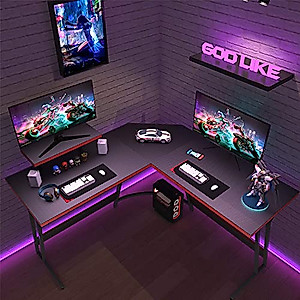 VICTONE L Shaped Gaming Desk 51 Inch Computer Corner Desk, Home Pc Desk, Office Writing Workstation with Large Monitor Stand, Space Saving Table (Black)