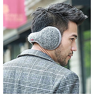 LerBen Unisex Knit Adjustable Wrap around Ear Muffs Winter Warm Fur Ear Warmers gray