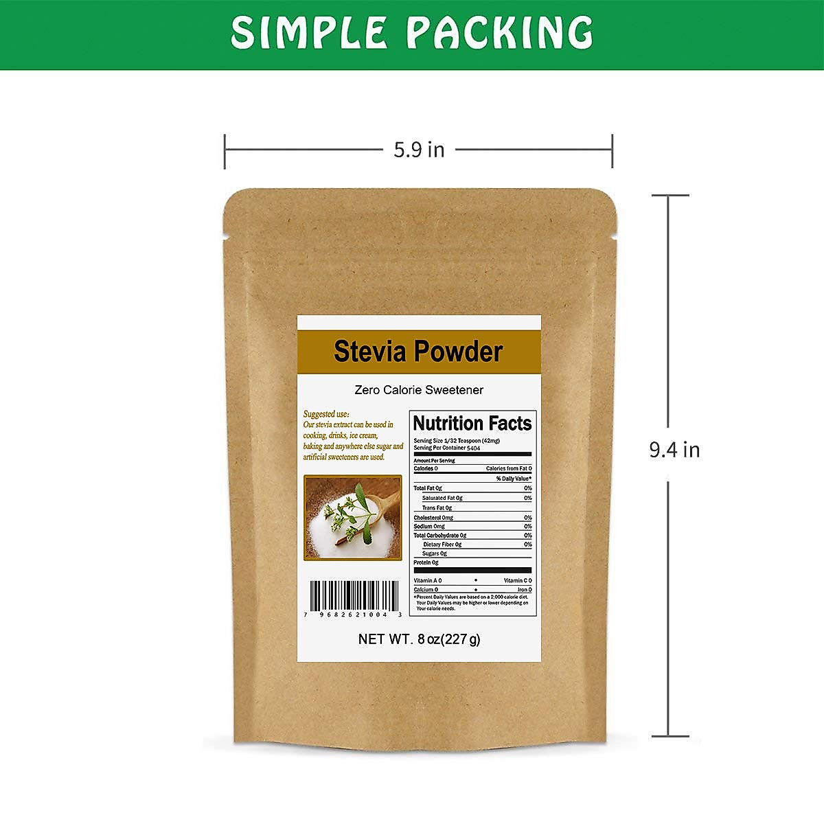 CCnature Stevia Powder Extract Natural Sweetener Zero Calorie Sugar Substitute 8 oz