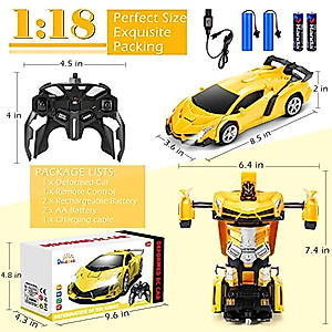 Dolanus Remote Control Car - Transform Robot RC Cars Contains All Batteries: One-Button Deformation and 360 Degree Rotating Drifting, Present Christmas Birthday Gift for Boys/Girls