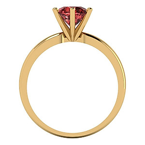 Clara Pucci 1.0 ct Round Cut Solitaire Natural Garnet Bridal Designer Anniversary Engagement Ring in 14k yellow Gold