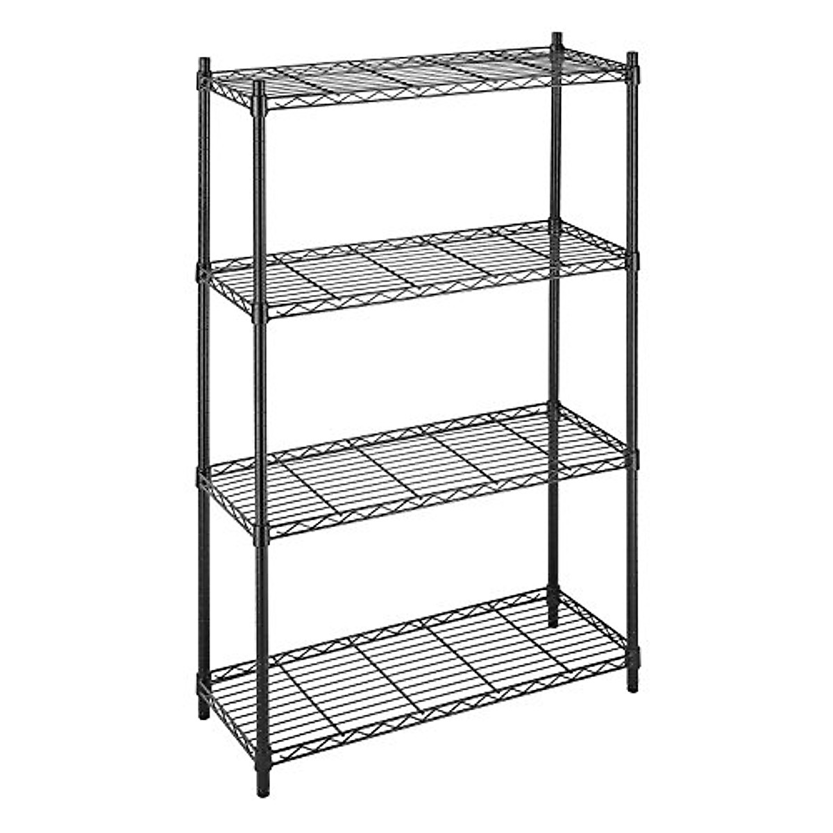 Whitmor Supreme 4 Tier Shelving with Adjustable Shelves and Leveling Feet - Black