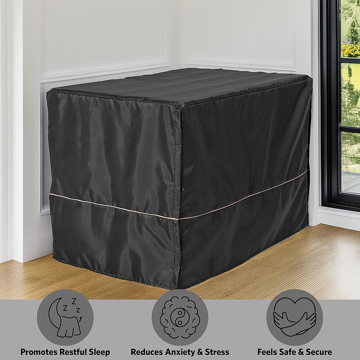 MidWest Homes for Pets Dog Crate Cover, Privacy Dog Crate Cover Fits MidWest Dog Crates, Crate Cover Only, Machine Wash & Dry, Black, 30-Inch