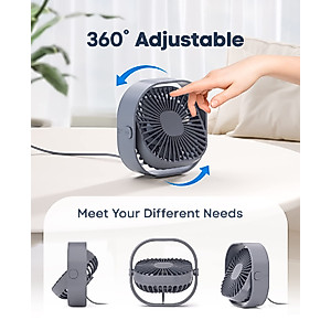 Smilfree Mini USB Desk Fan, 3 Speeds Portable Small Fan, 360° Adjustable Rotation Silent Desktop Fan for Home Office Makeup Personal Fan with Travel