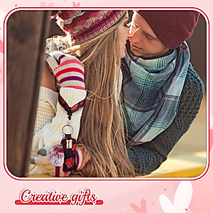 Junkin 40 Pcs Lipstick Holder Keychain Lip Holder Keychain Clip on Lipstick Pouch Fluffy Ball Keychain with Keyring (Heart Style)