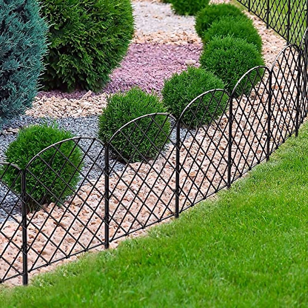 OUSHENG 25 Pack Decorative Garden Fence, Total 27ft(L) x 24in(H) Animal Barrier Border, Rustproof Metal Wire Section Edging Defence Fencing Panel for Outdoor Patio Garden Yard, Arched