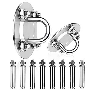 Dioche Heavy Duty Swing Hooks with Stainless Steel Swing Set Accessories, 500KG Capacity with 2 Mont 8 Bolt for Concrete Wooden Sets Yoga Hammock Chair Sandbag Swing Sets