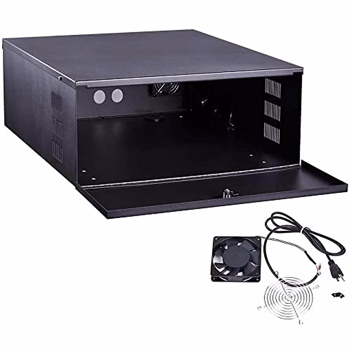 Kenuco White Heavy Duty 16 Gauge Steel DVR Security Lockbox with Fan (BK 18'' X 17.9'' X 4.96'')