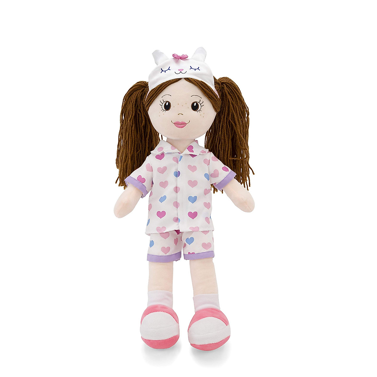 Plushible Soft Baby Doll - 18 Inch Rag Dolls for Girls, Infants & Babies - My First Plush for 1 Year Old - Brown Yarn Hair - Girl Toys - Allie
