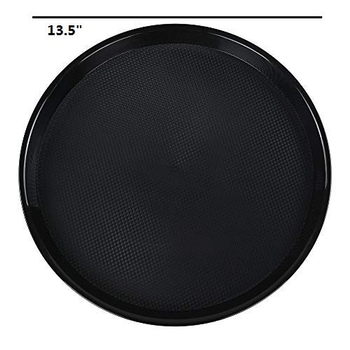 Neadas Round Plastic Fast Food Serving Trays, Cafeteria Tray Platters, Black, 6 Packs