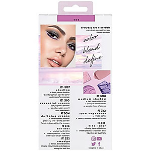 Real Techniques Everyday Eye Essentials Makeup Brush Kit, Eye Makeup Brushes for Eye Liner, Eyeshadow, Brows, & Lashes, Synthetic Bristles, Cruelty-Free & Vegan, 8 Piece Set