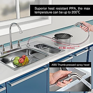 GOWIN Brushed Nickel Kitchen Faucet with Side Sprayer,2 Handle Kitchen Sink Faucet，Kitchen Faucets for Sink 3 Hole or 4 Hole,High Arc Stainless Steel 8 Inch Centerset Kitchen Faucet